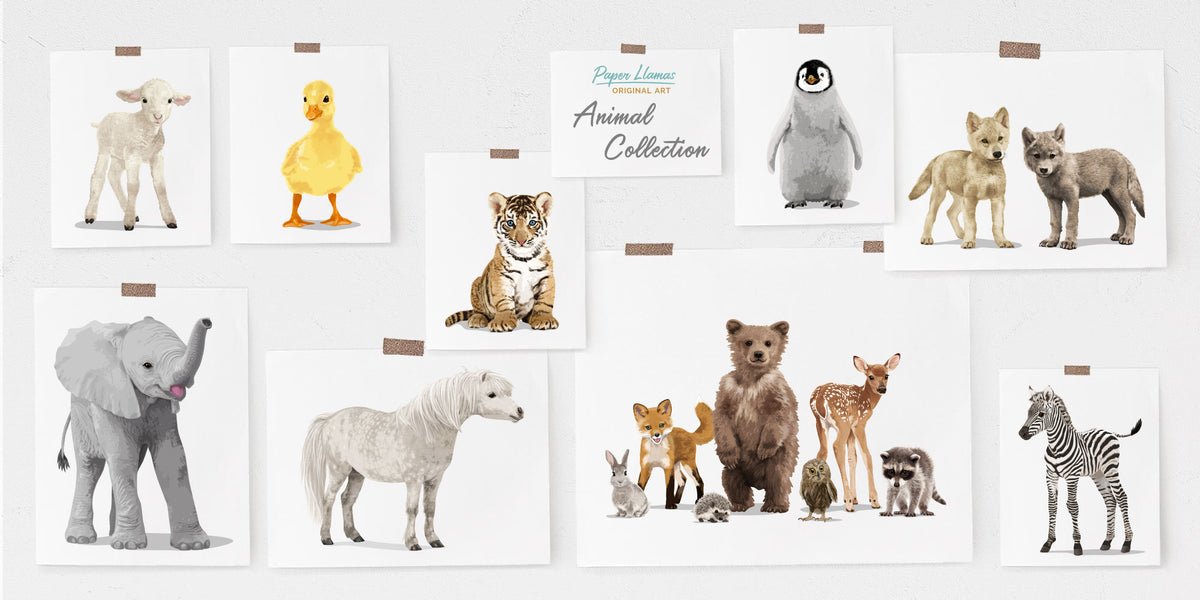 Baby Animal Nursery Art Prints by Paper Llamas