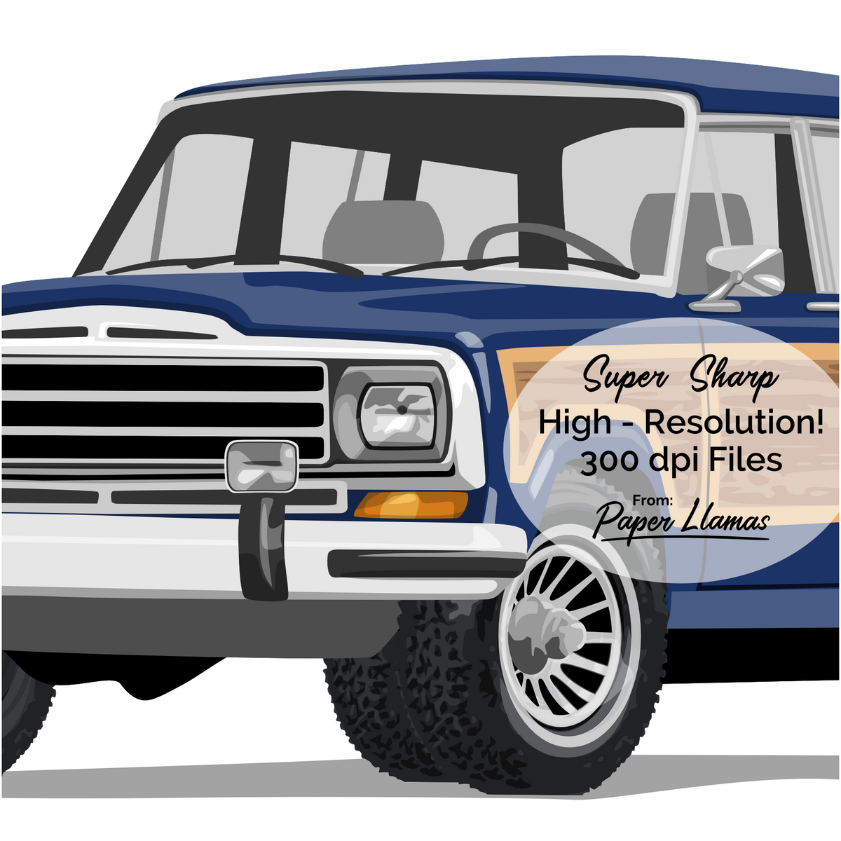Vintage Wagoneer SUV art, custom color transportation artwork for boys ...