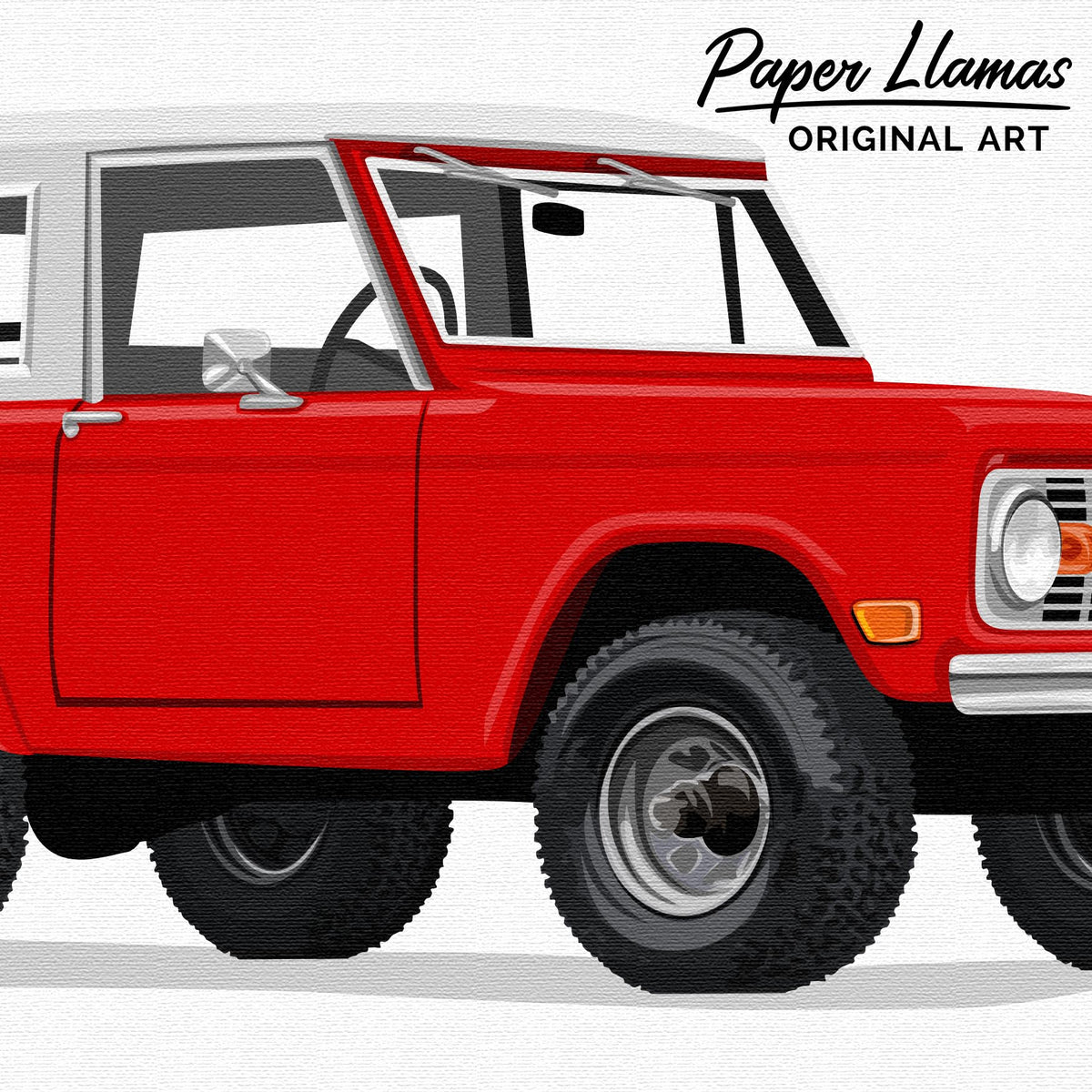 Vintage Bronco SUV art, custom color transportation artwork for boys ...